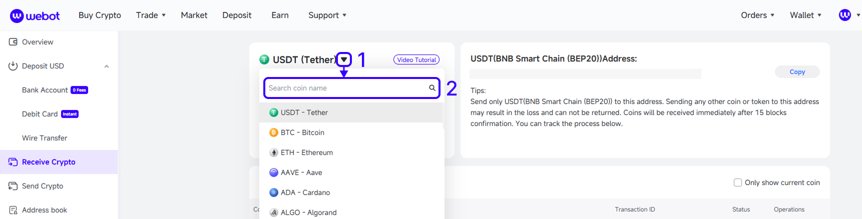 How to Receive Crypto on Webot – Webot Help Center