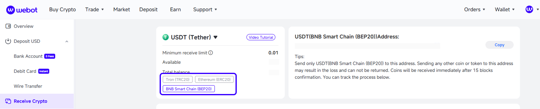 How to Receive Crypto on Webot – Webot Help Center